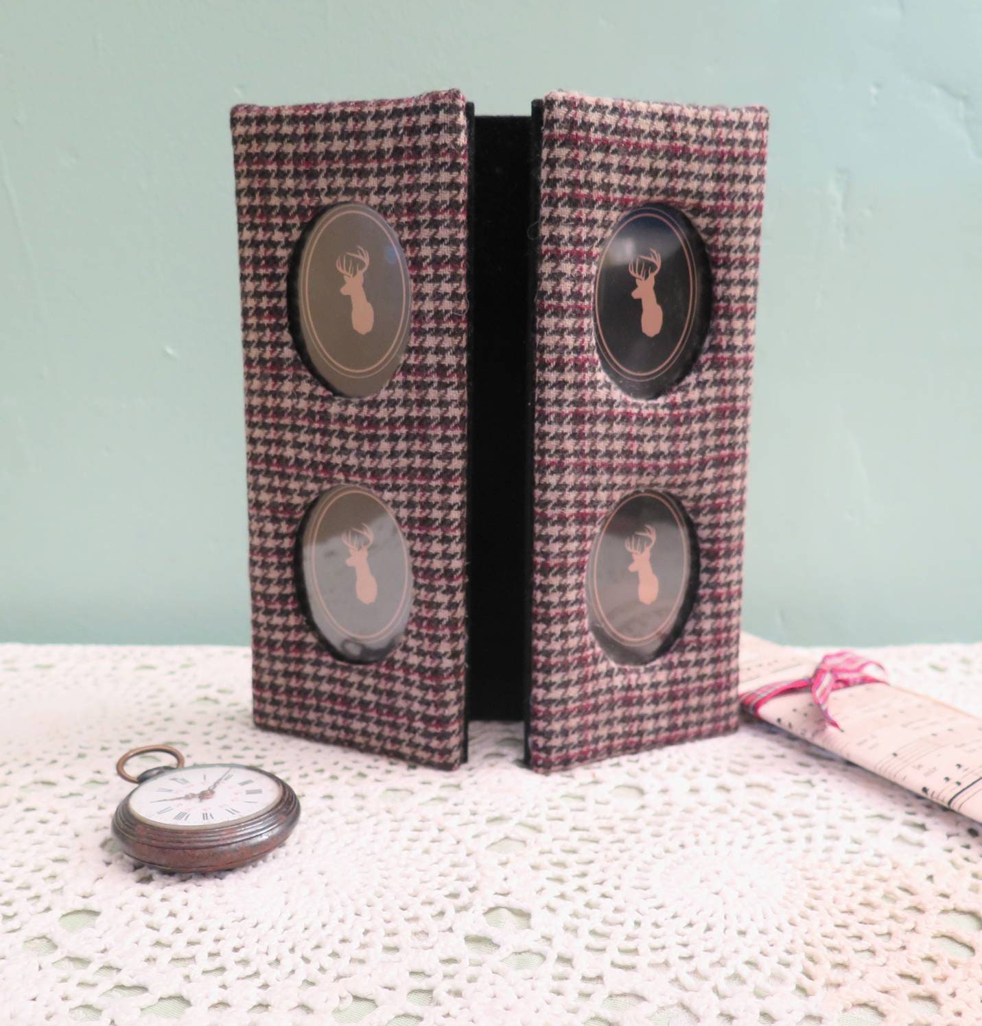 Vintage Scottish Folding Photo Frame Tweed Material Travel - Etsy