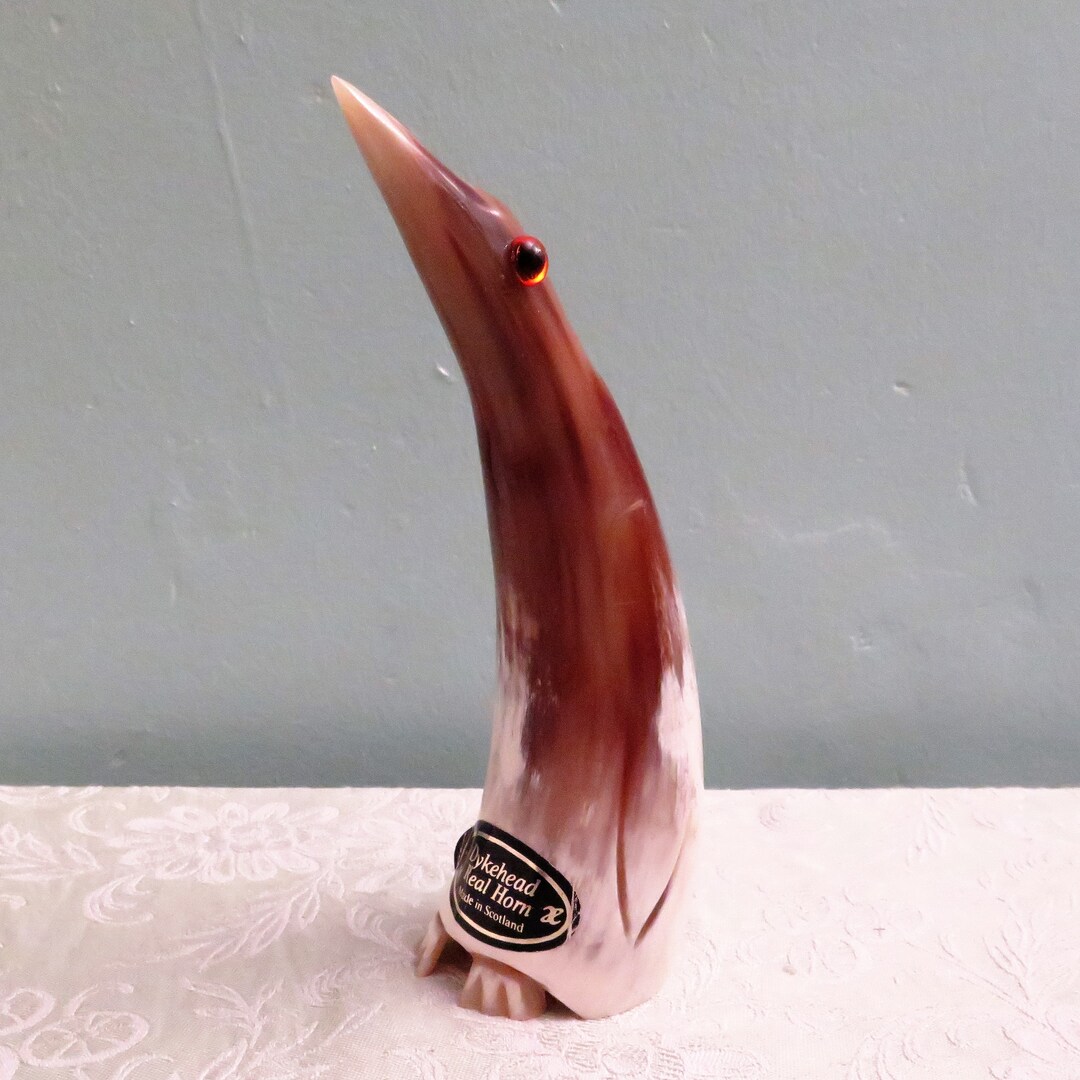 Vintage Penguin Horn Figure, Hand Carved Scottish Figure Carved From ...