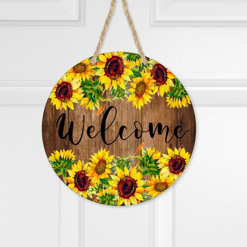 Sunflower Door Hanger Printable PNG Door Sign Sublimation - Etsy