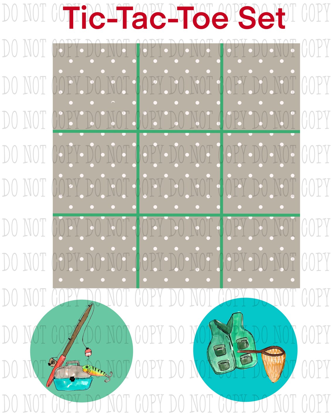 Tic Tac Toe Fishing Themed Sublimation PNG Digital Download | Etsy