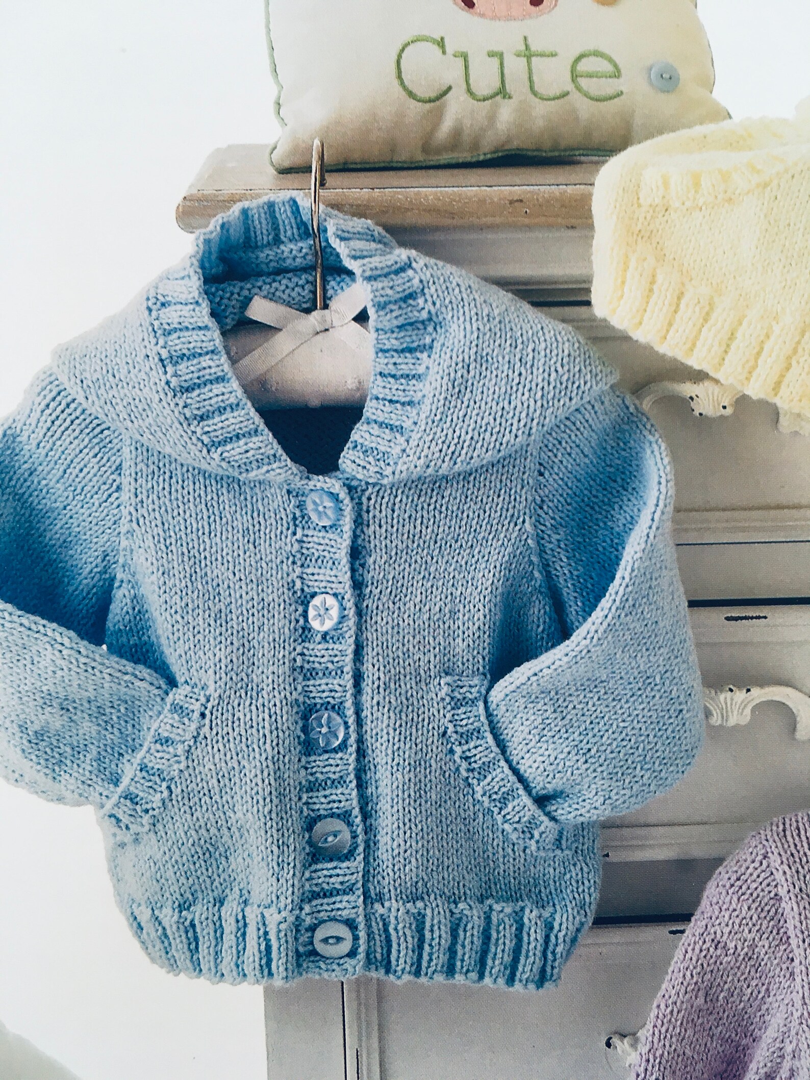 Baby Knitting Pattern for Hooded Jacket, Cardigan & Waistcoat Size 12 ...