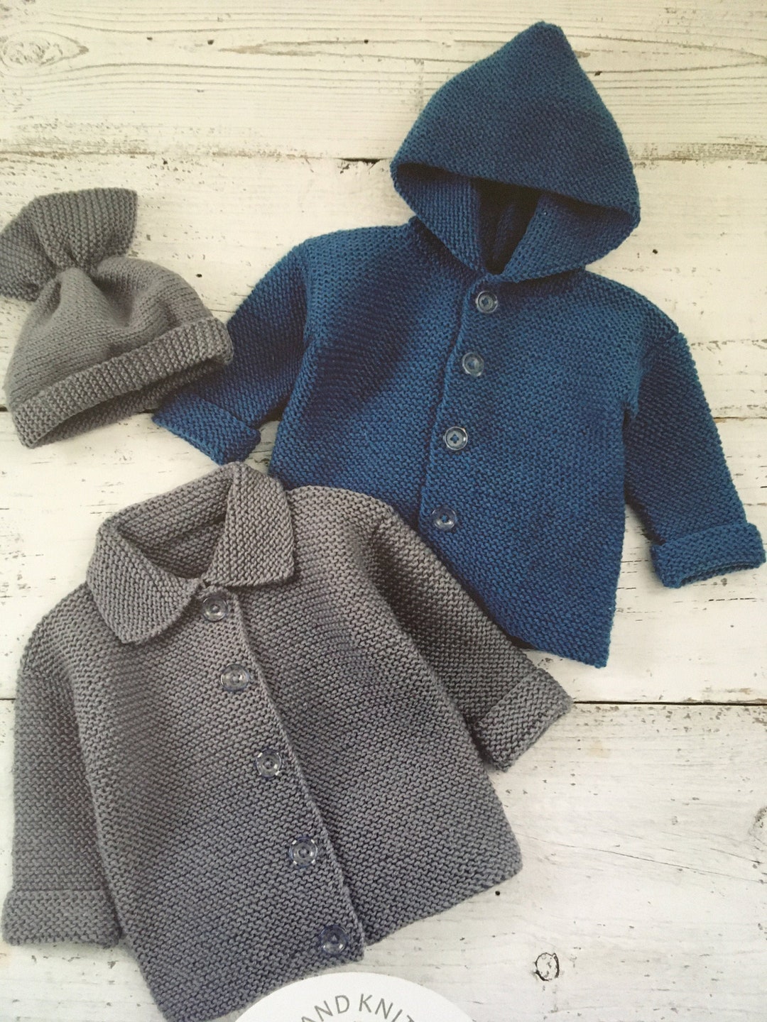 Easy Knitting Pattern for Baby Jacket & Hat. Baby Hoodie Pattern. Size ...