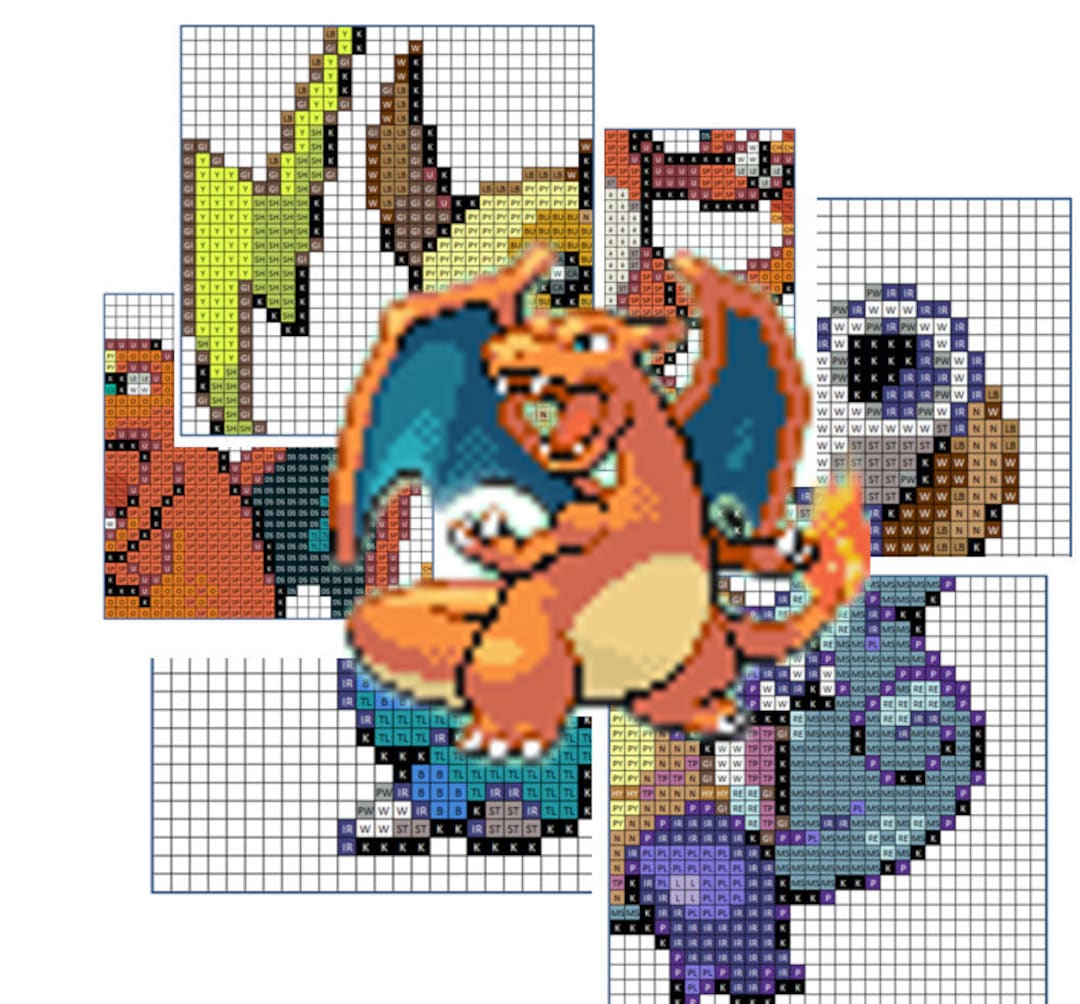 The Starters Fire Red and Leaf Green Advanced Perler Pattern Pack - Etsy