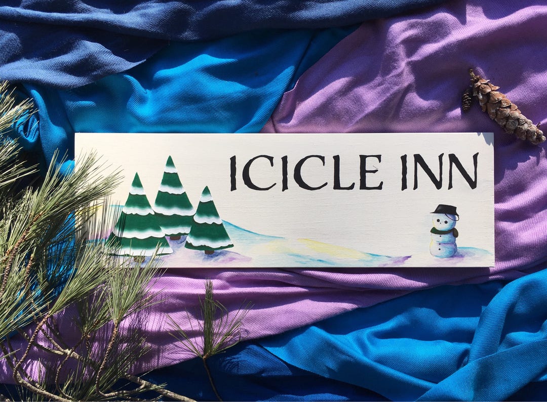 Icicle Inn Hand Painted Sign Inspirado en videojuegos Signo de madera ...