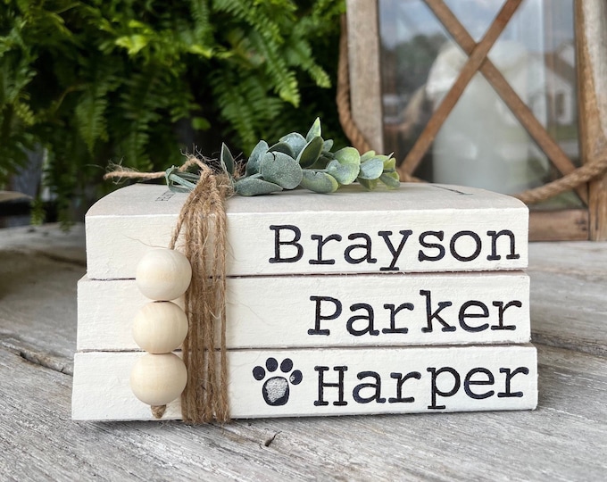 Personalized Stamped Books With Family Names, Stamped Books, Decorative ...