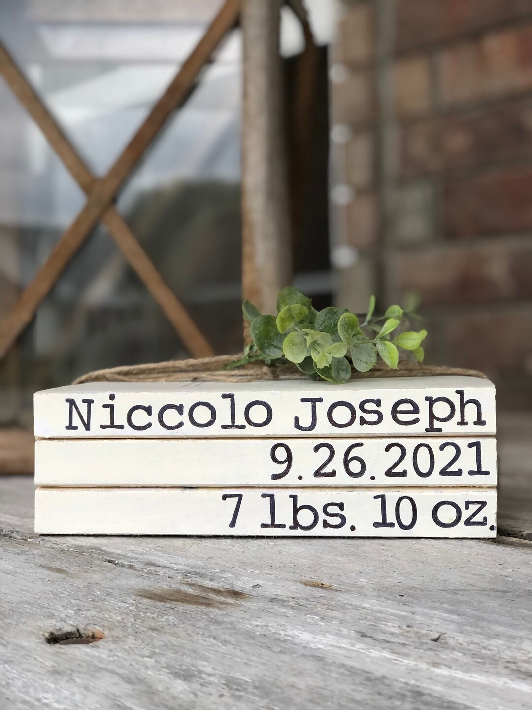 Personalized Baby Stats Book Stack, Boho Nursery Decor - Etsy