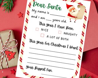 Letter to Santa PRINTABLE / Kids Letter to Santa / Santa Letter ...