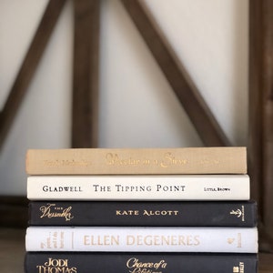 Black White Cream and Tan Books Modern Book Shelf Decor Decorative ...