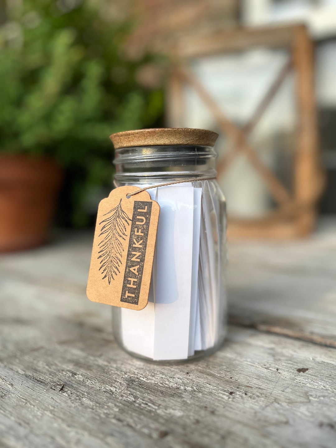 Gratitude Jar With Notes Grateful Jar Affirmations Family Thanksgiving ...