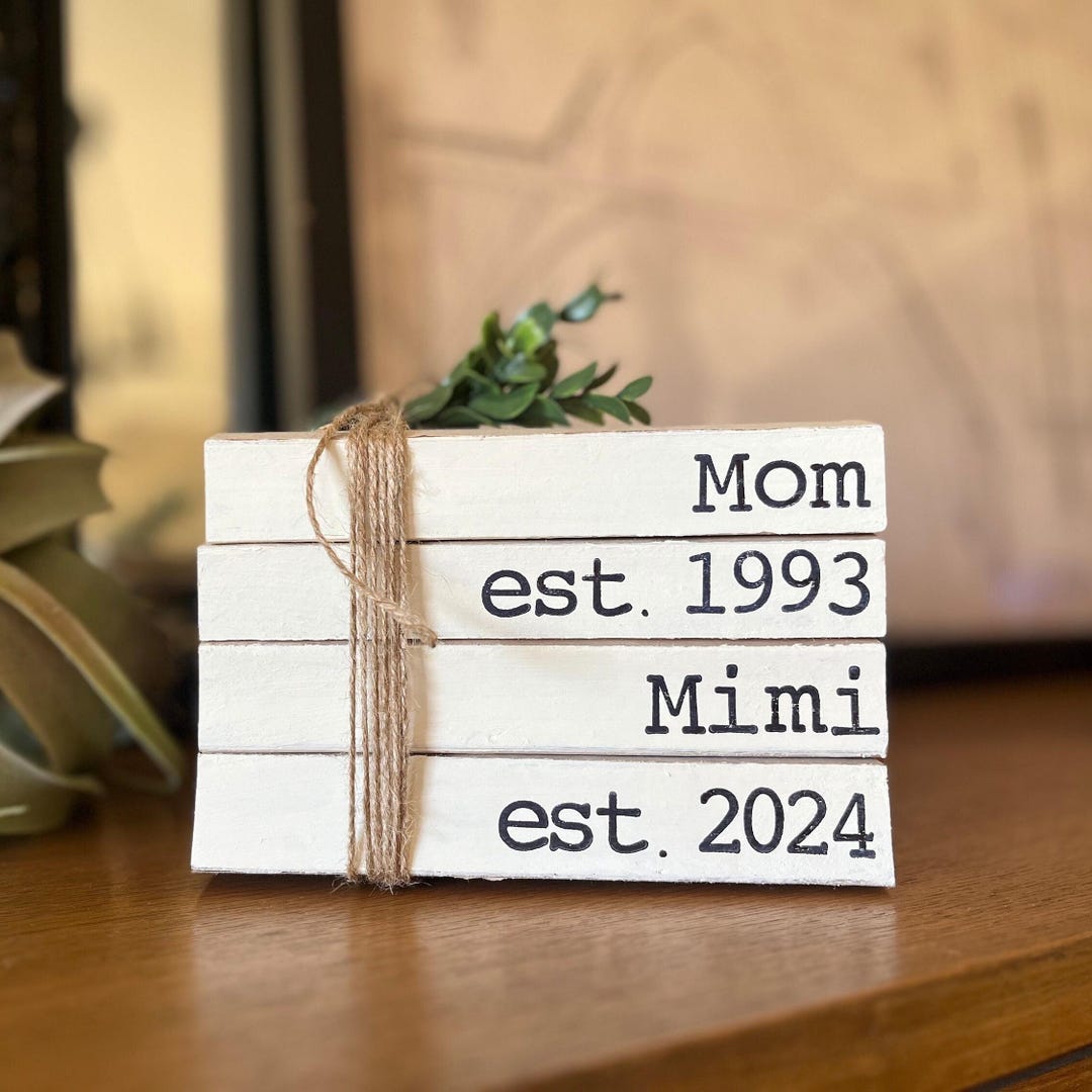 Mom and Mimi Book Stack, Mother's Day Gift, Personalized Stamped Books ...
