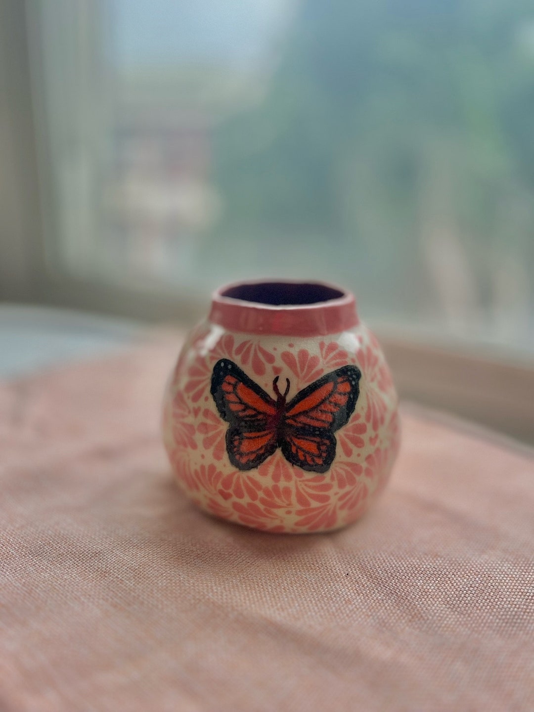 Talavera Mexican Monarch Butterfly Vase - Etsy