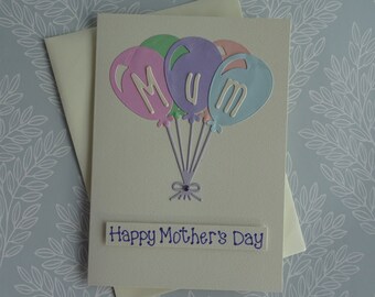 Mother's Day Card Button Flowers Paper Cut Card