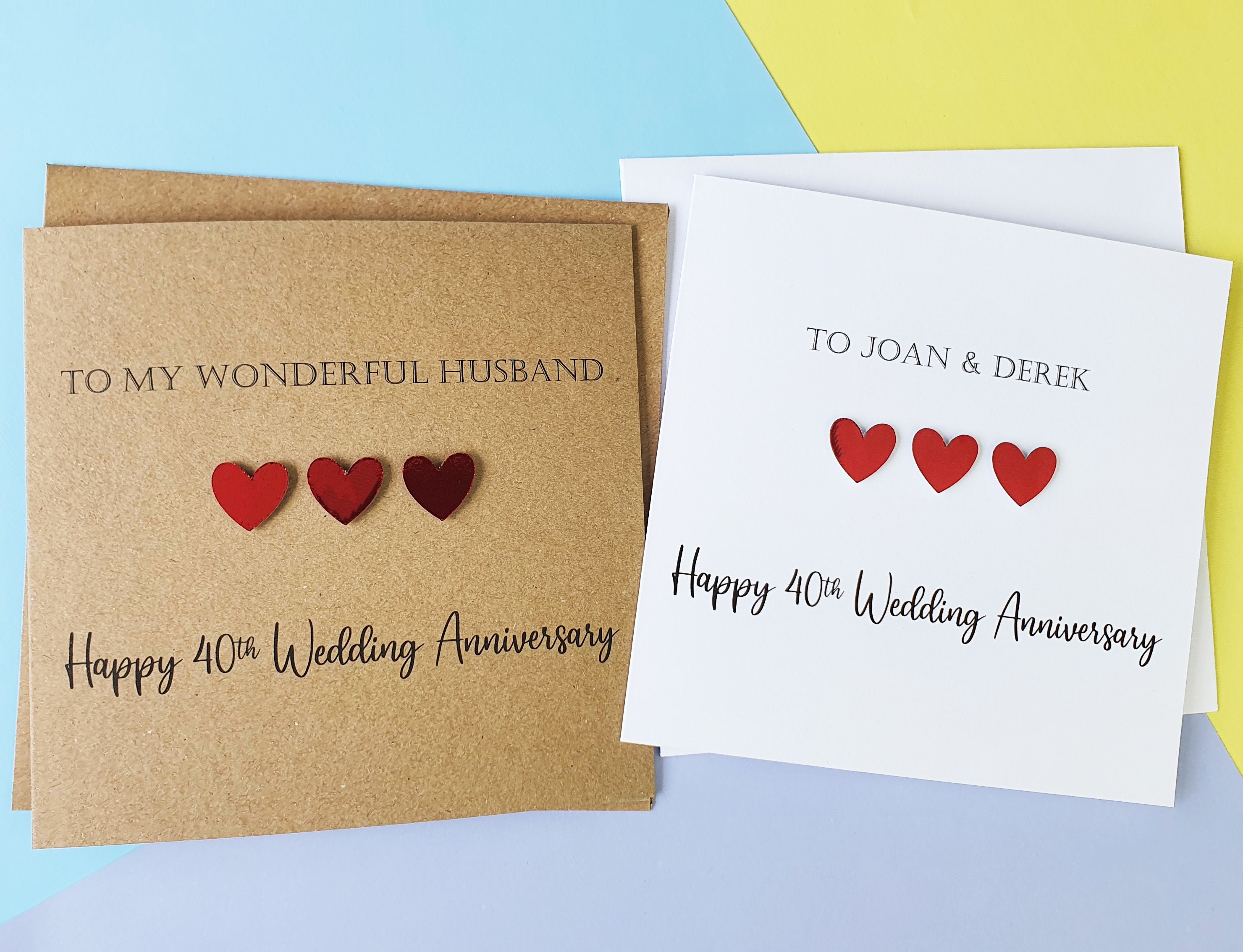 40th anniversary card Ruby wedding anniversary card | Etsy