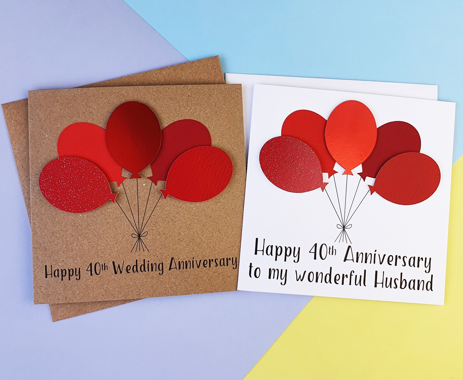 40th Anniversary Card Ruby Wedding Anniversary Card Handmade | Etsy