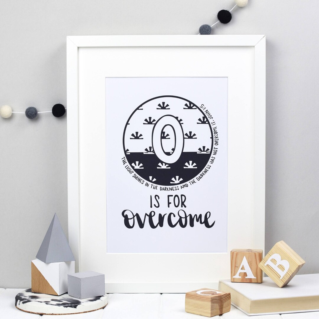 Letter O Monochrome Bible Alphabet Print, Nursery Decor, Children's ...