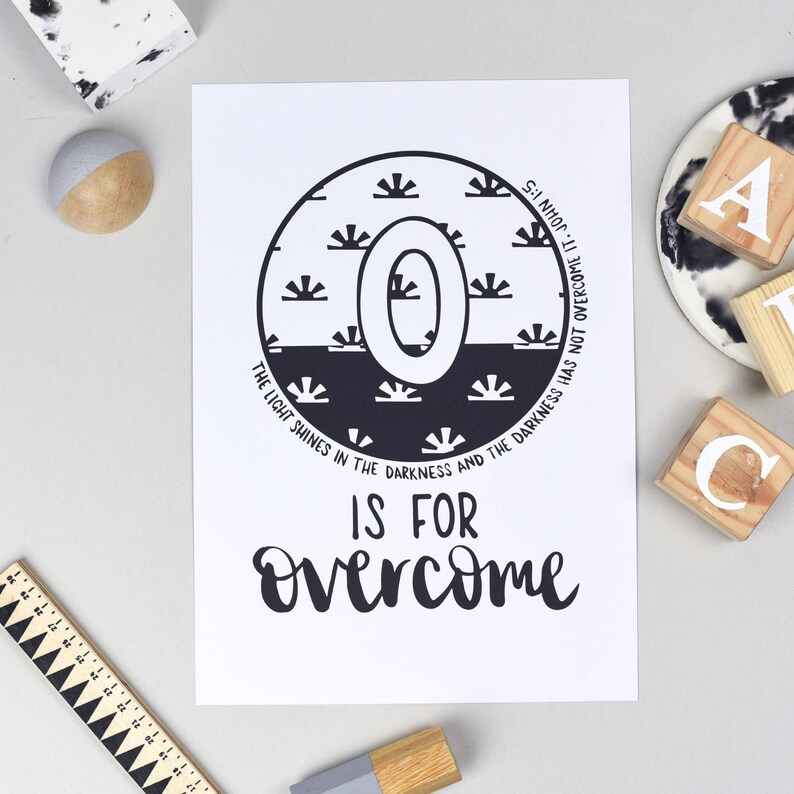 Letter O Monochrome Bible Alphabet Print Nursery Decor - Etsy