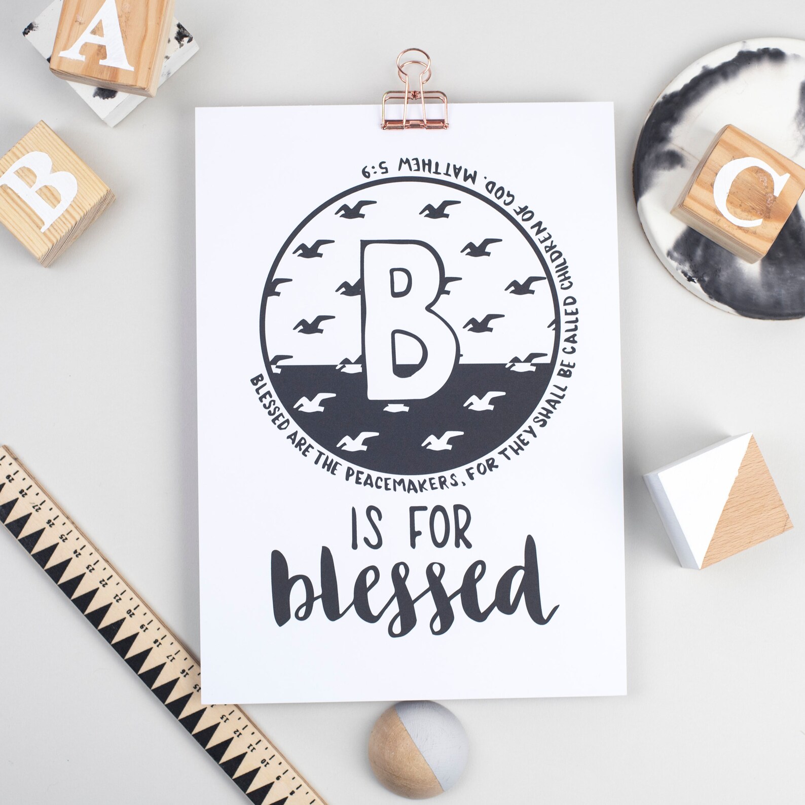 Letter B Monochrome Bible Alphabet Print Nursery Decor - Etsy