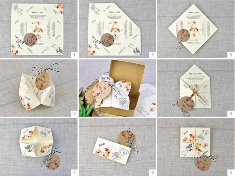 Origami Wedding Invitation, Wedding Envelope Box, Quirky Wedding Card ...