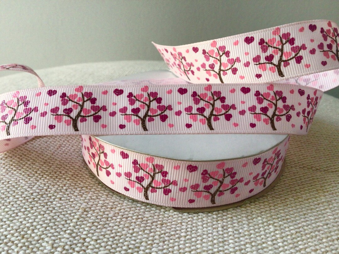 7/8” Valentine Heart Trees on Light Pink Grosgrain Ribbon - Etsy