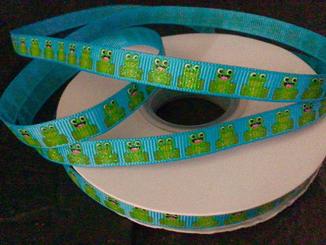 3/8” Frogs on Aqua Grosgrain Ribbon - Etsy