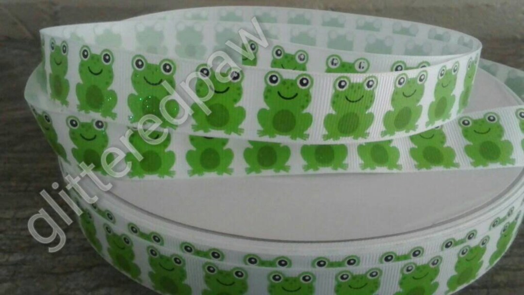 7/8" Frogs on White Grosgrain Ribbon - Etsy