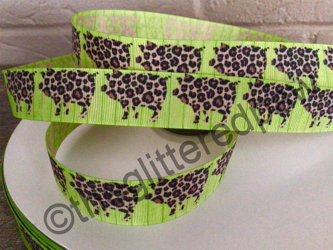7/8” Leopard Print Pig Grosgrain Ribbon - Etsy