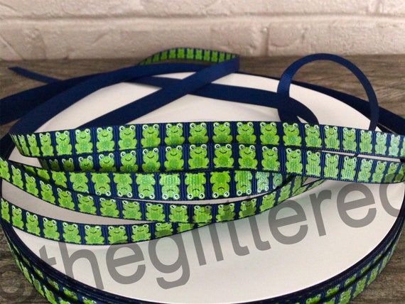3/8 Frogs on Navy Blue Grosgrain Ribbon | Etsy