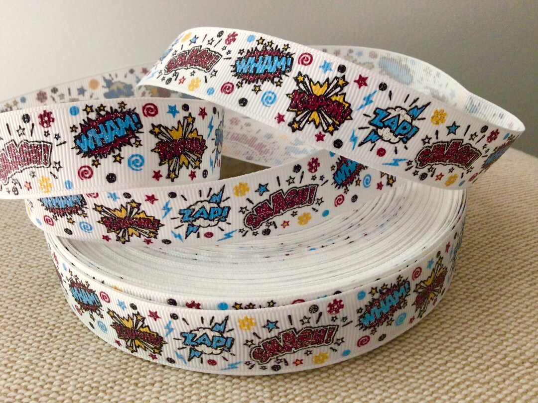 7/8” Superhero Slang Grosgrain Ribbon by the Yard - Etsy