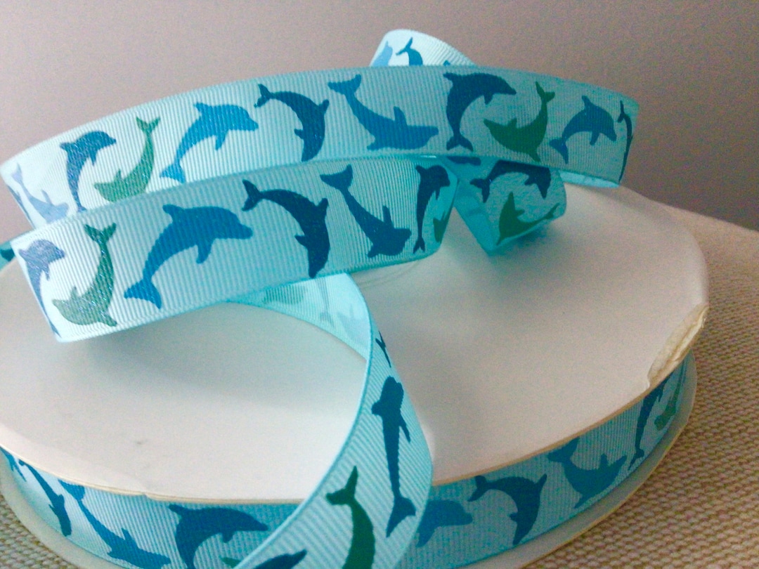 7/8” Dolphins on Blue Grosgrain Ribbon - Etsy UK