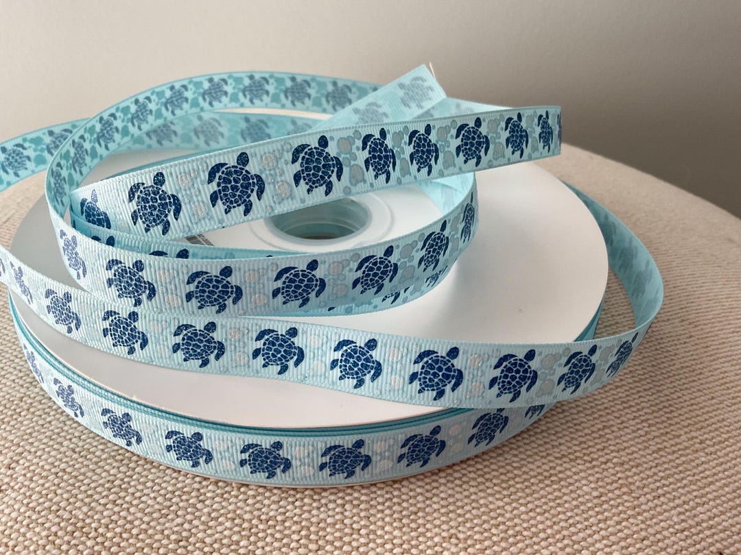 5/8” Sea Turtles on Light Blue Grosgrain Ribbon by the Yard - Etsy