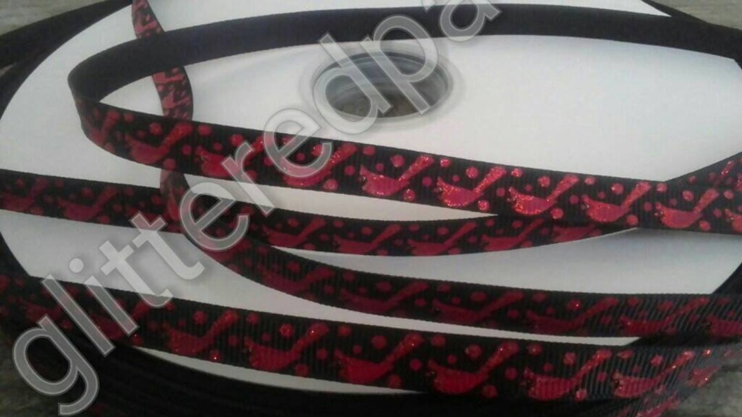 3/8" Red Cardinals on Black Grosgrain Ribbon - Etsy