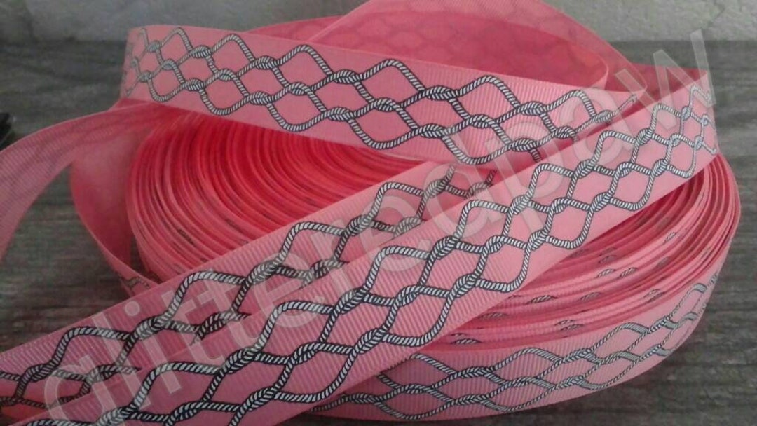 7/8" Nautical Rope on Coral Grosgrain Ribbon - Etsy