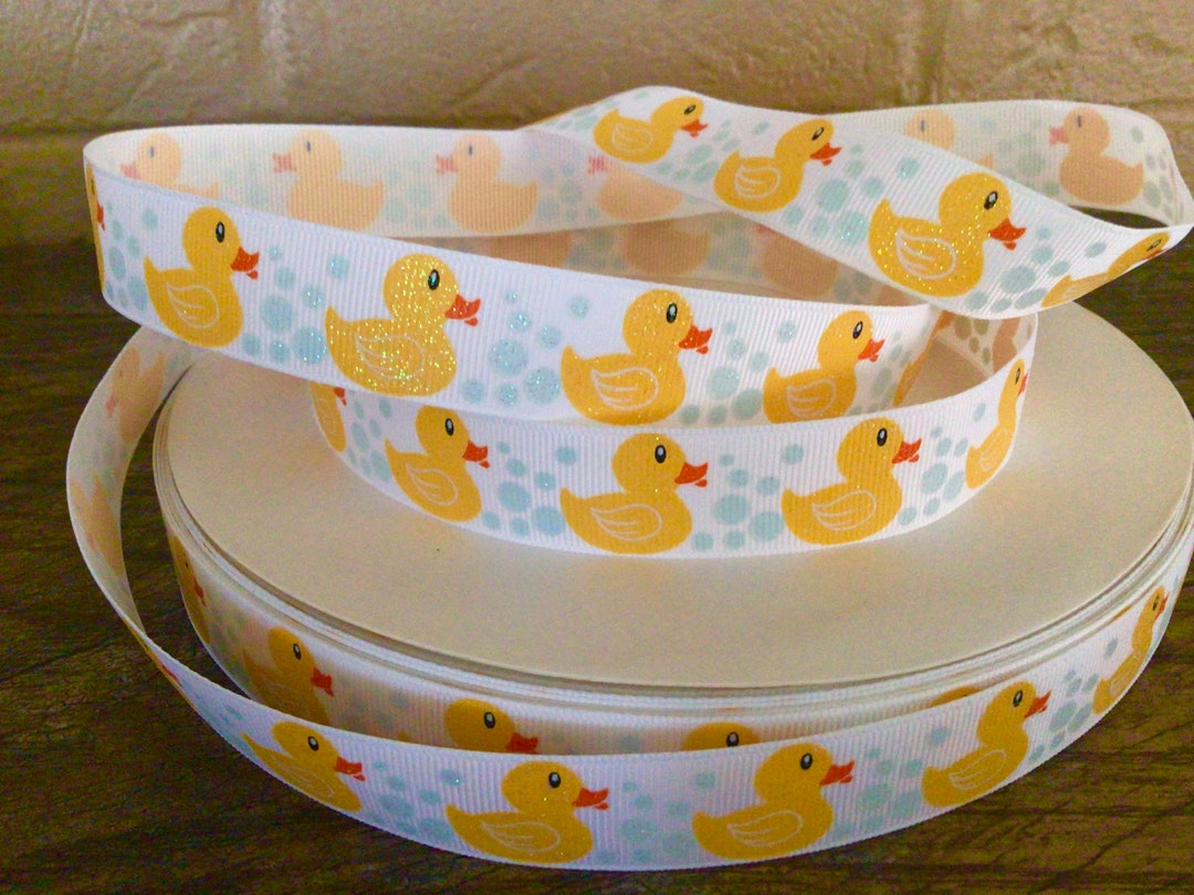 7/8” Rubber Ducky on White Grosgrain Ribbon - Etsy