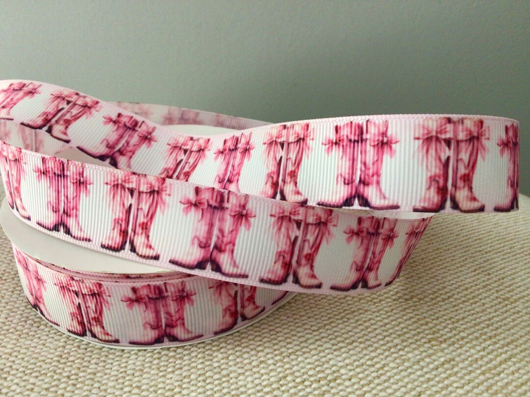7/8” Pink Cowboy Boots Grosgrain Ribbon - Etsy