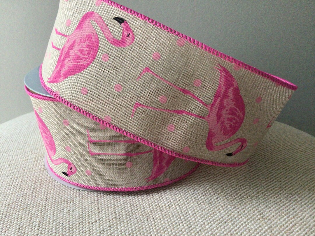 2 1/2” Tropical Pink Flamingos Wired Ribbon Roll 10 Yards - Etsy