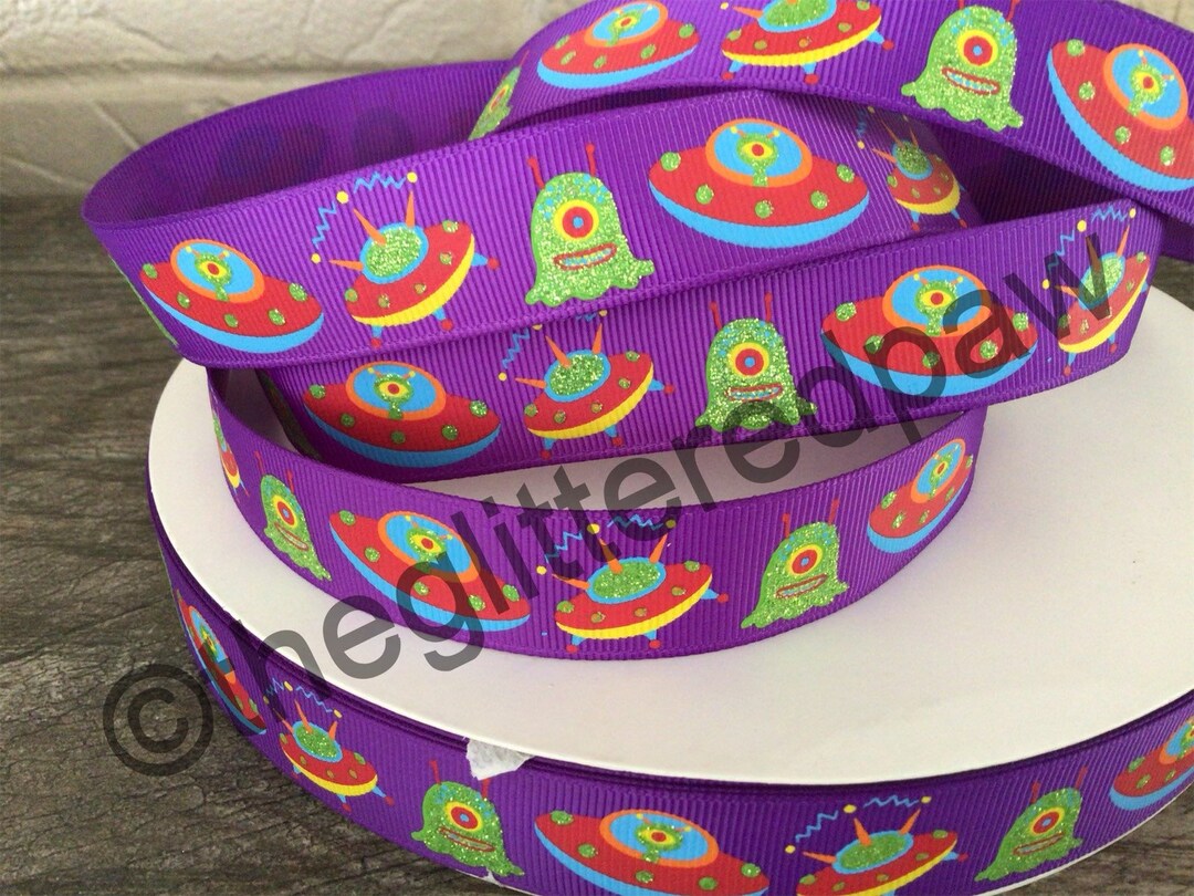7/8” Alien Spaceships on Purple Grosgrain Ribbon - Etsy