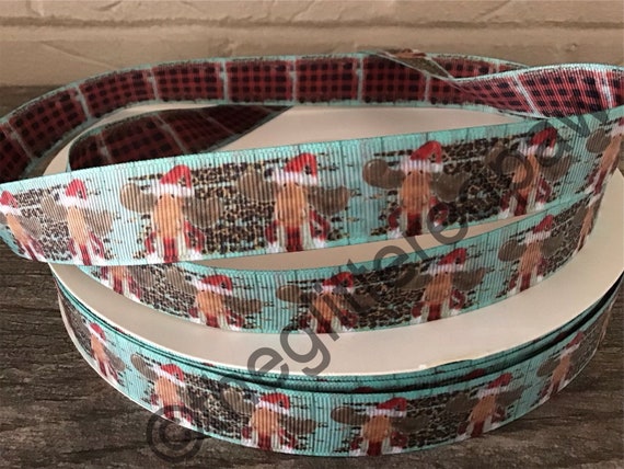 7/8 Christmas Moose Grosgrain Ribbon | Etsy