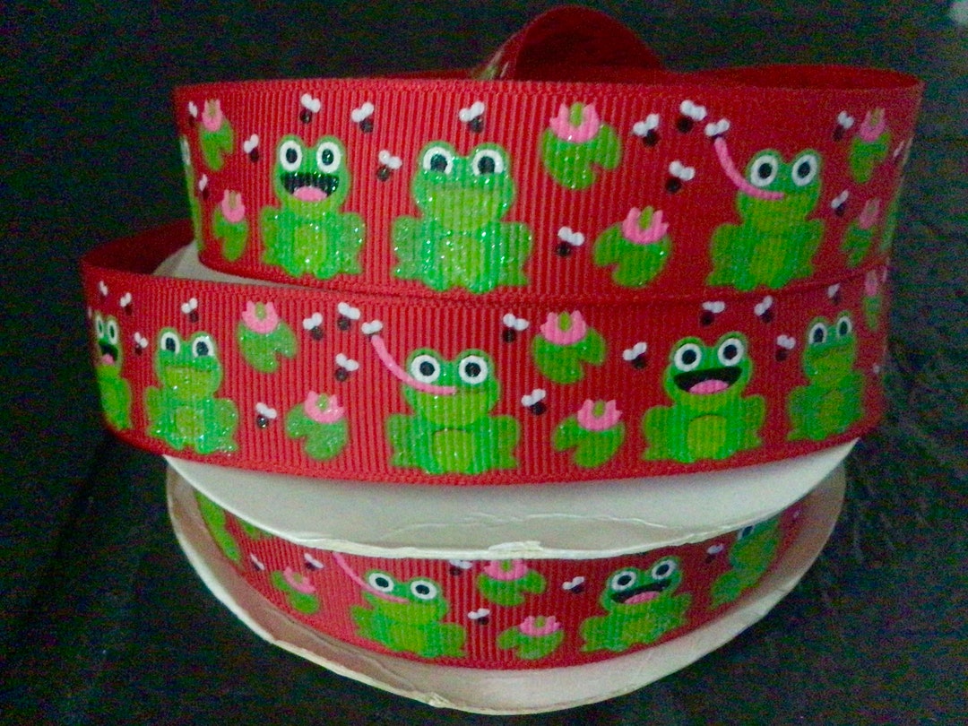 7/8 Frogs on Red Grosgrain Ribbon - Etsy