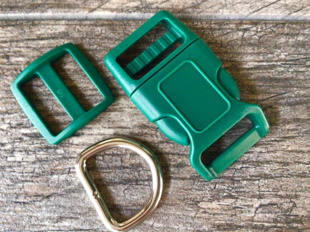 1” Green Dog Collar Hardware- 1” Buckle, Tri Glide Slide and Welded ...