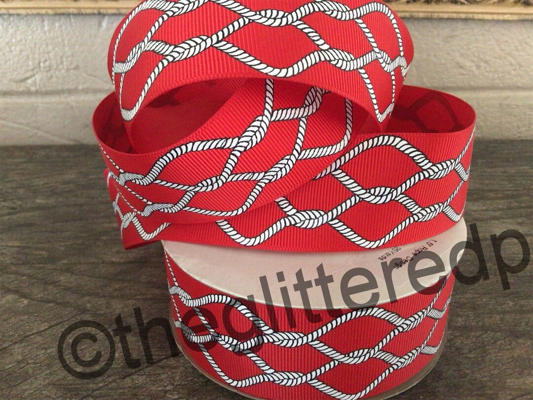 1.5” Nautical Rope on Red Grosgrain Ribbon - Etsy