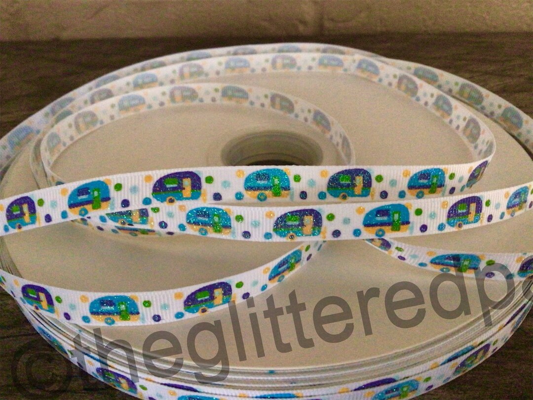 3/8” Campers on White Grosgrain Ribbon - Etsy