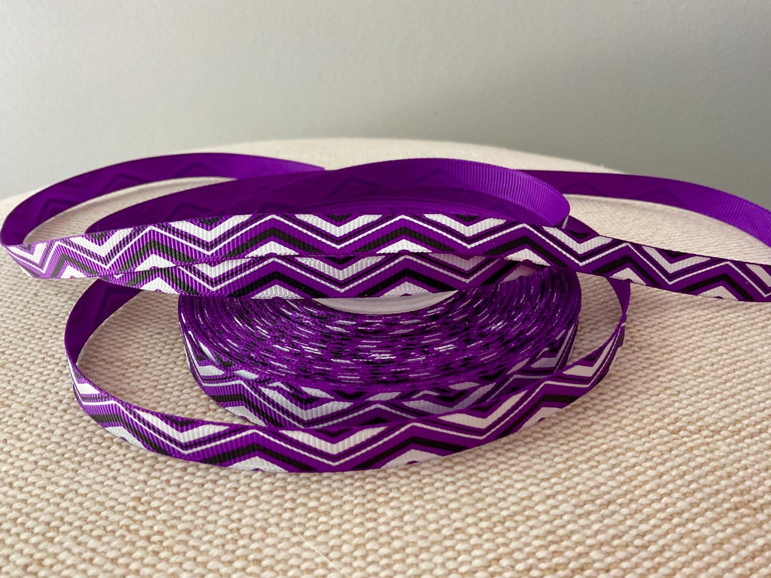 3/8” Art Deco Zig Zag on Purple Grosgrain Ribbon - Etsy