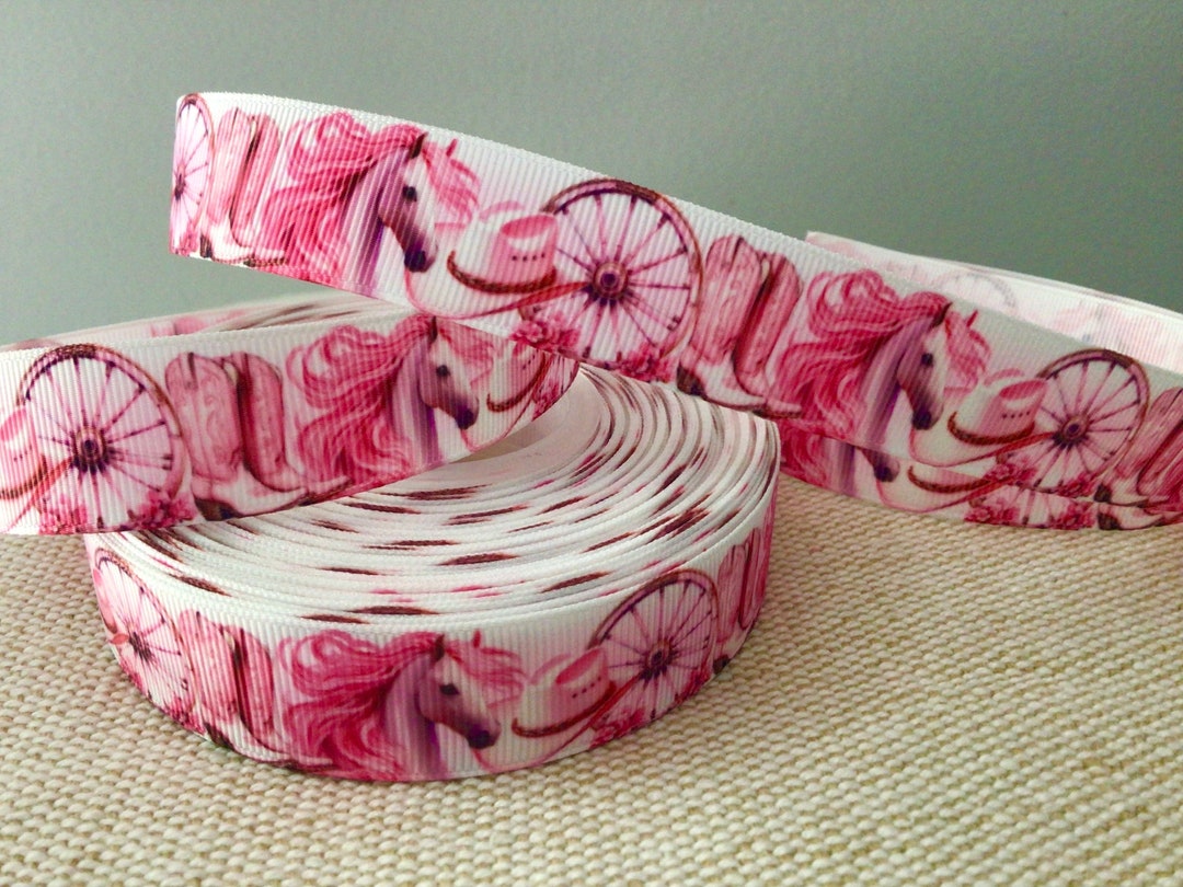 7/8” Pink Western Theme Grosgrain Ribbon - Etsy