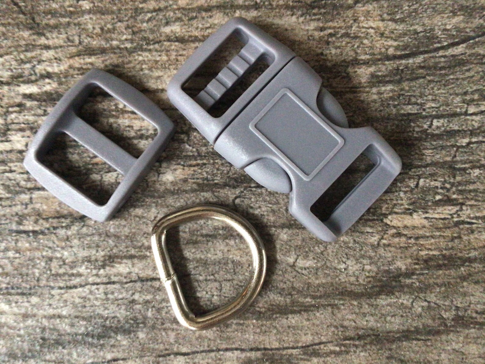 5/8" Gray Dog Collar Hardware - 5/8" Buckle, Tri-glide Slide and Metal ...