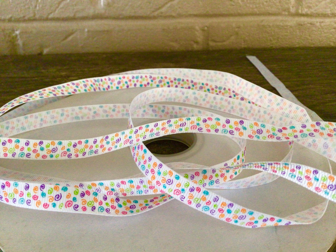 3/8” Neon Wonkie Swirls on White Grosgrain Ribbon - Etsy