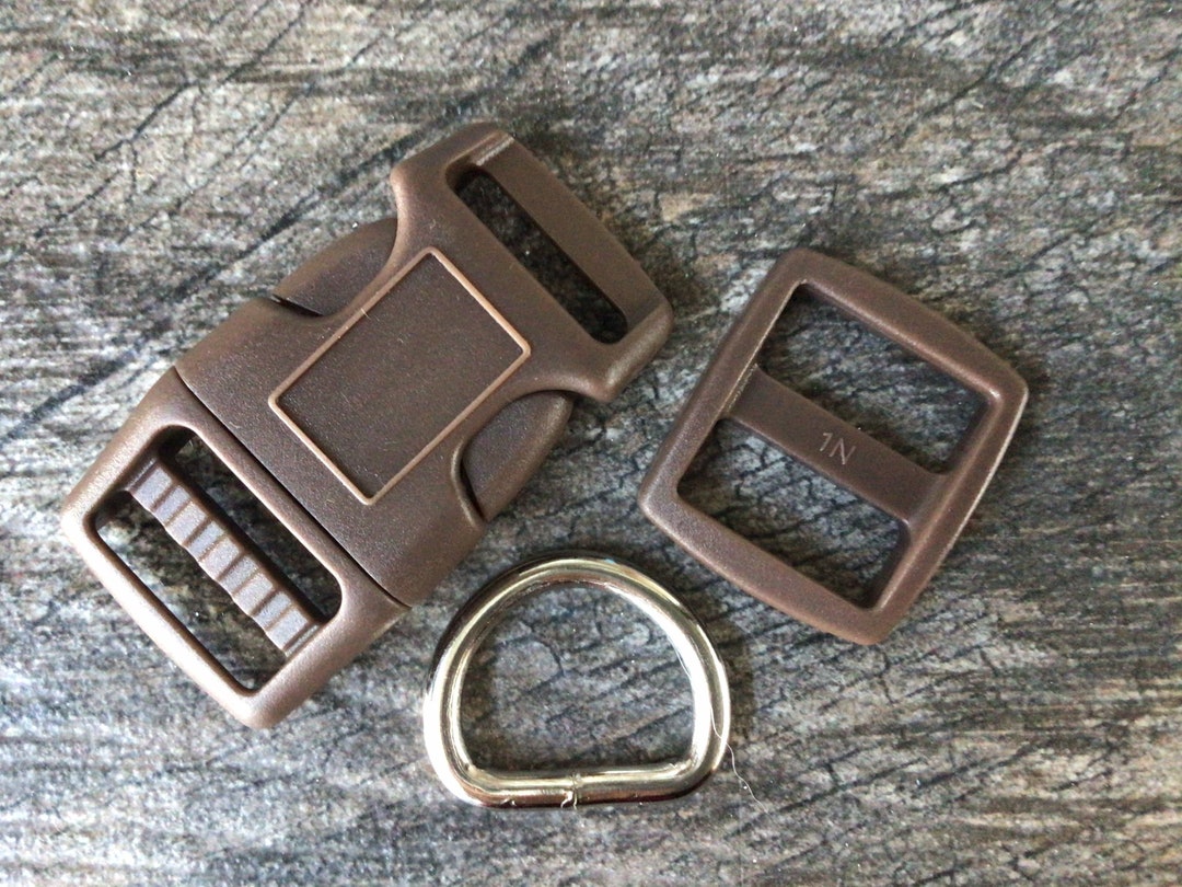 3/4” Brown Dog Collar Hardware - 3/4” Buckle, Tri Glide Slide and ...