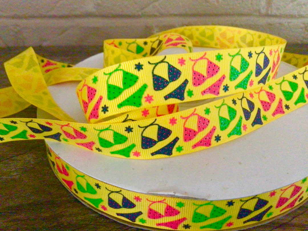 7/8” Bikinis on Yellow Grosgrain Ribbon - Etsy