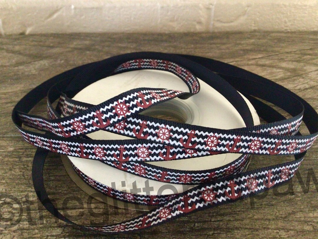 3/8” Nautical Ship’s Wheels and Anchors Grosgrain Ribbon - Etsy