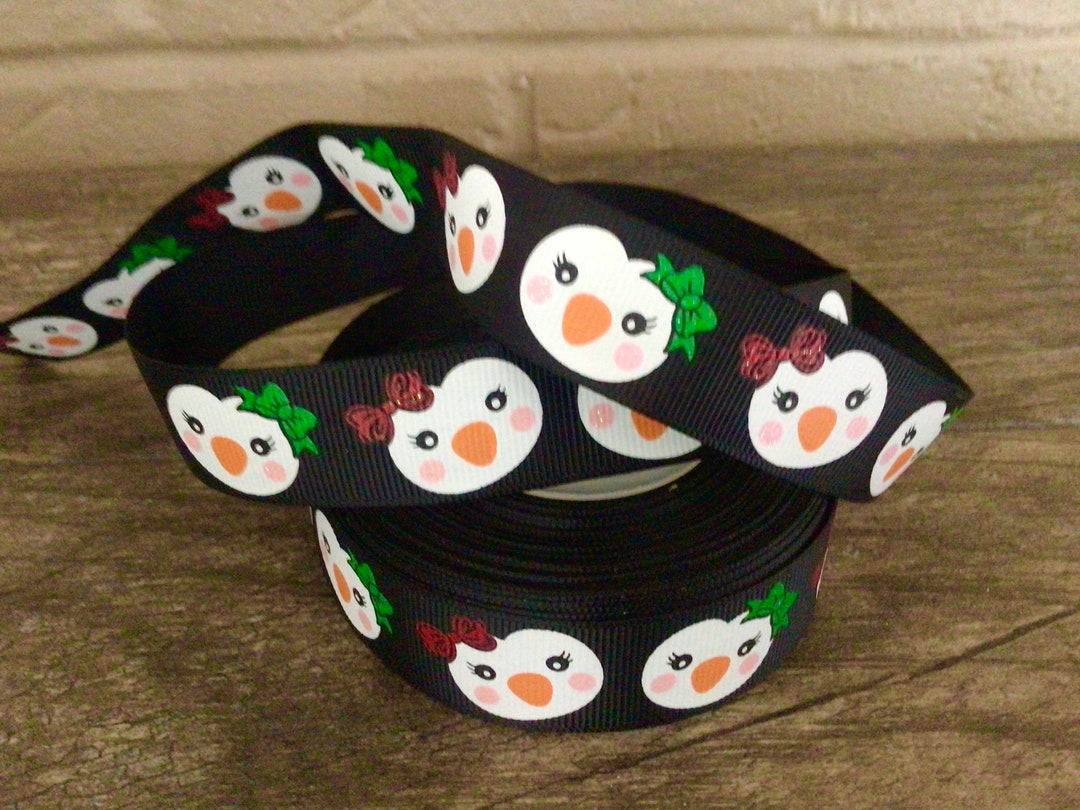 7/8” Christmas Penguins on Black Grosgrain Ribbon - Etsy