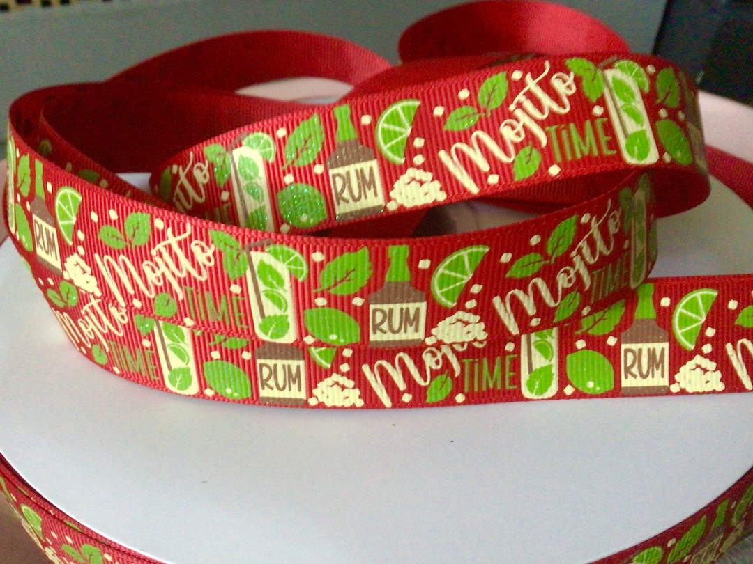 7/8” Mojito on Red Grosgrain Ribbon by the Yard - Etsy
